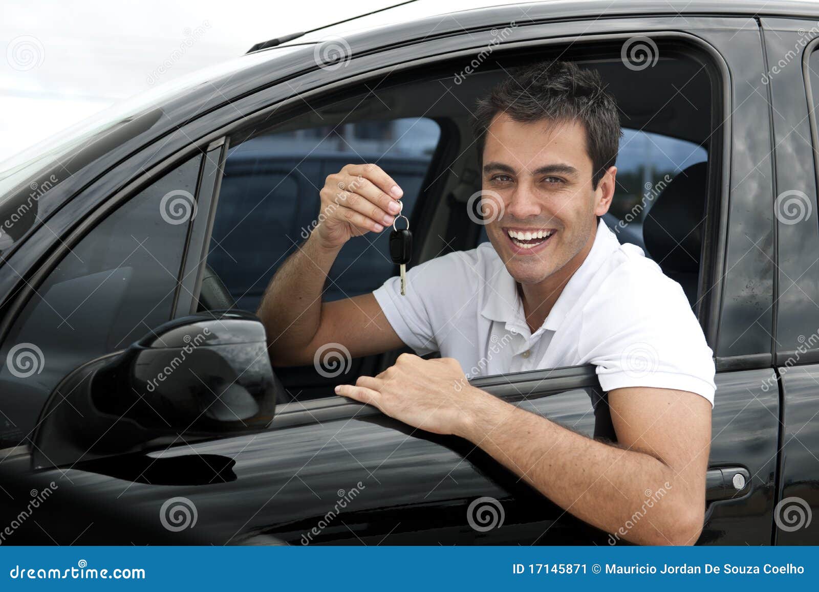 Happy Hispanic Man in His New Car Stock Image - Image of buying, person ...
