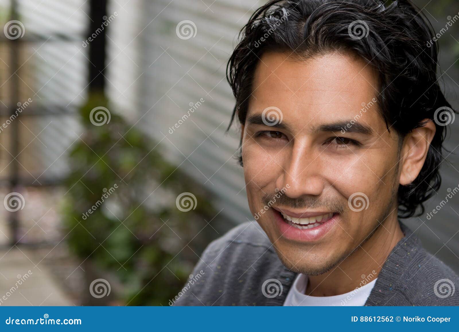 Happy Hispanic Man Smiling and Standing Outside. Stock Photo - Image of ...