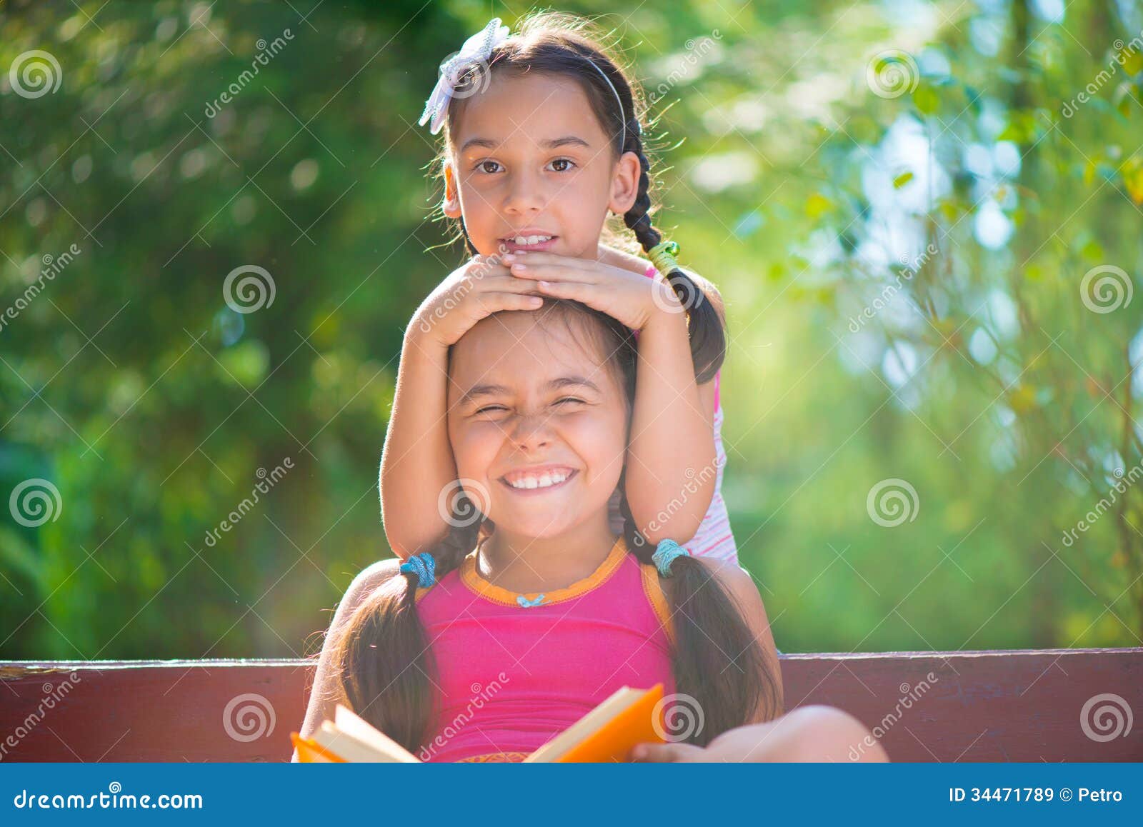Happy Hispanic Sisters in Summer Park Stock Image - Image of adorable ...