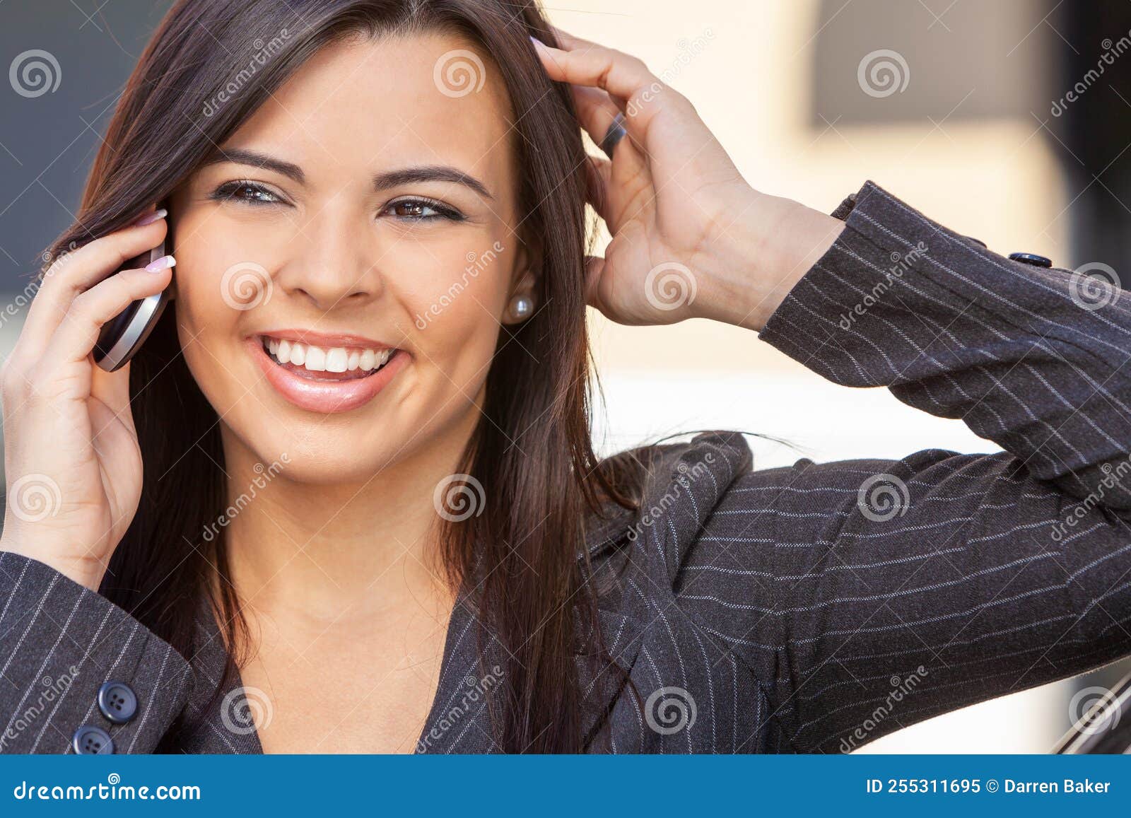 Happy Hispanic Woman Businesswoman Talking on Her Cell Phone Stock ... Happy Hispanic Woman Businesswoman Talking on Her Cell Phone Stock ...