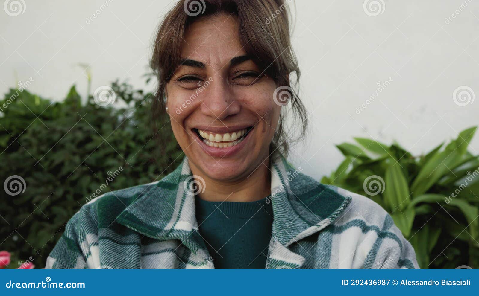 Happy Hispanic Woman Smiling in Front Camera Stock Video - Video of ...