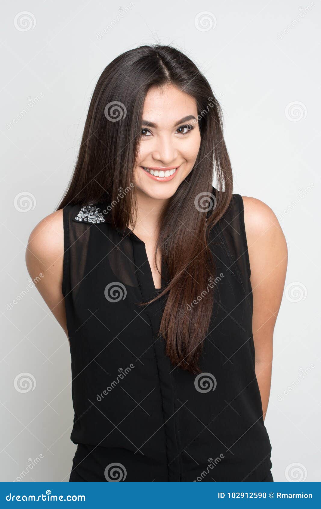 Happy Hispanic Woman stock photo. Image of female, portrait - 102912590