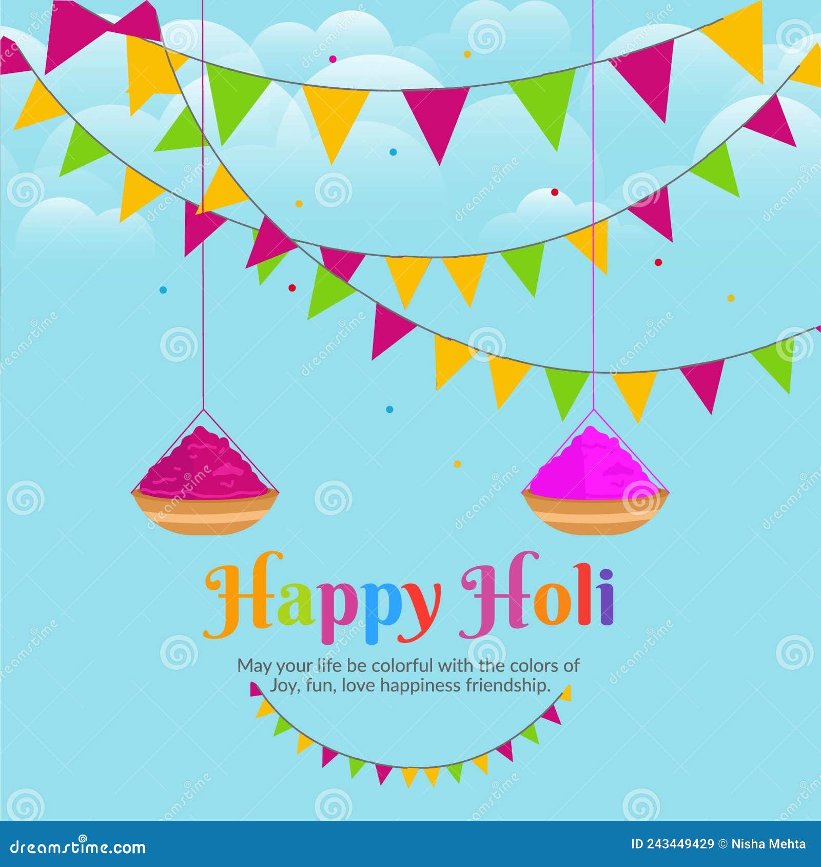 Happy Holi banner design stock vector. Illustration of beautiful ...