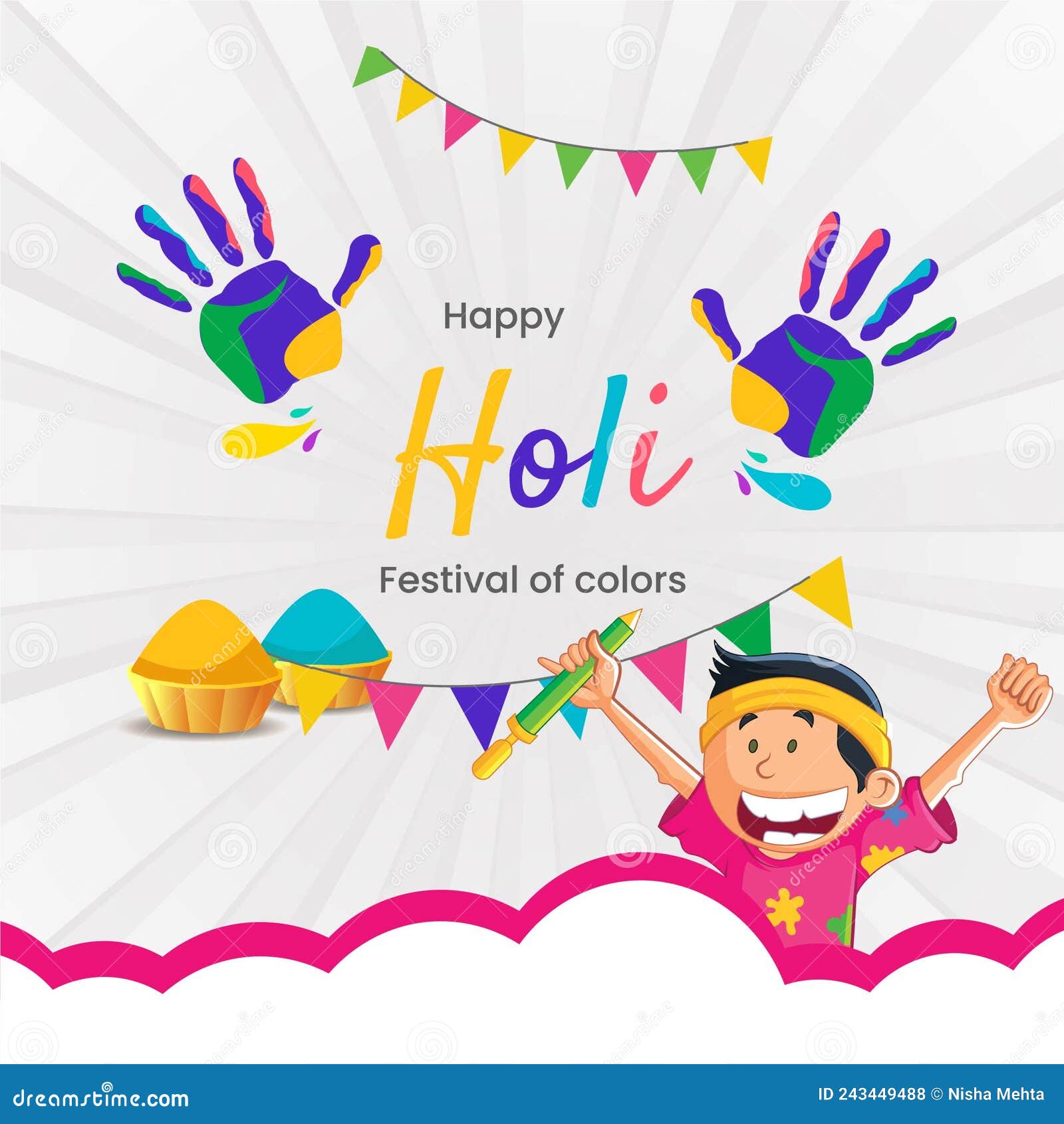 Happy Holi banner design stock vector. Illustration of happy - 243449488