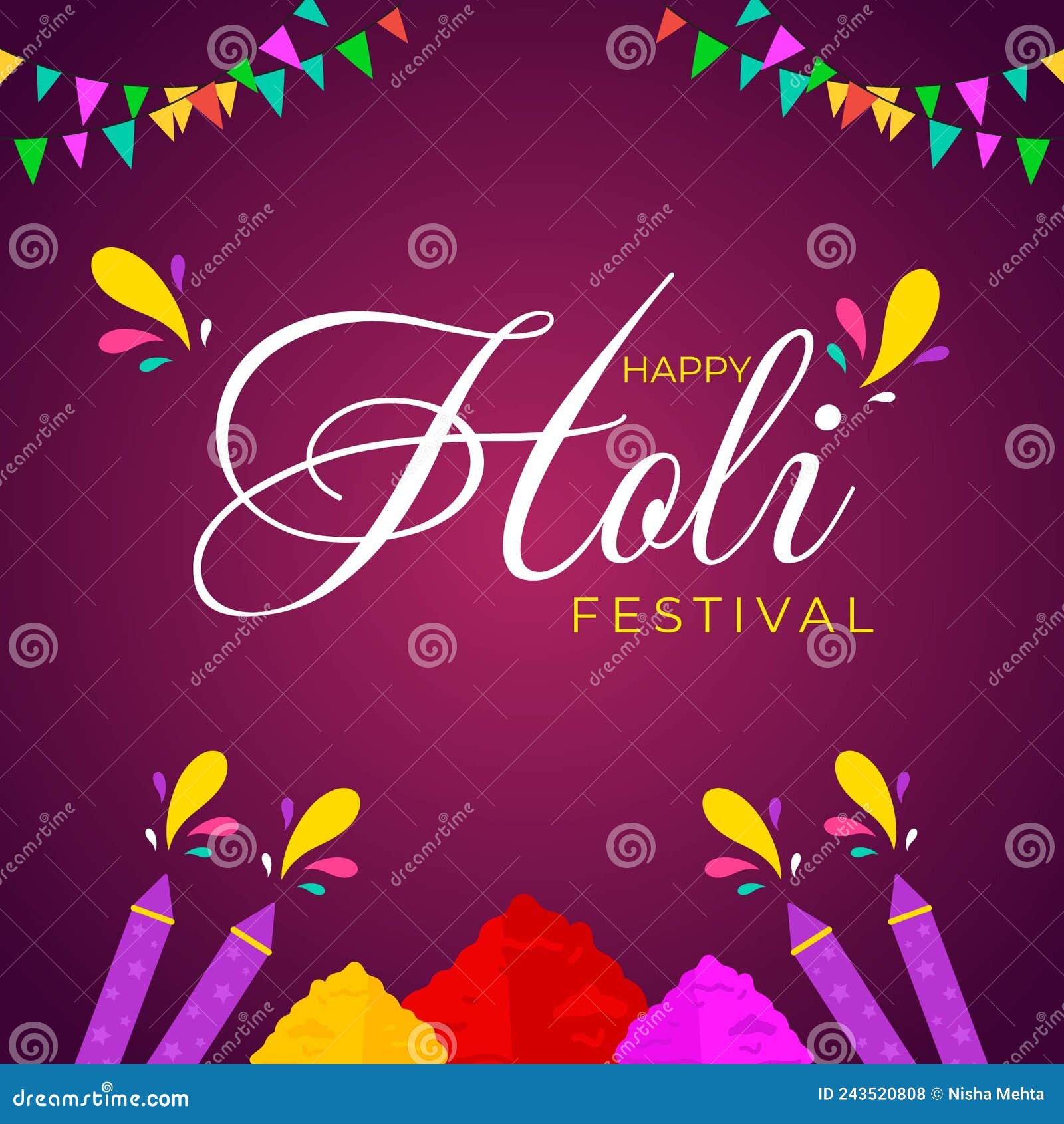Happy Holi banner design stock vector. Illustration of banner - 243520808