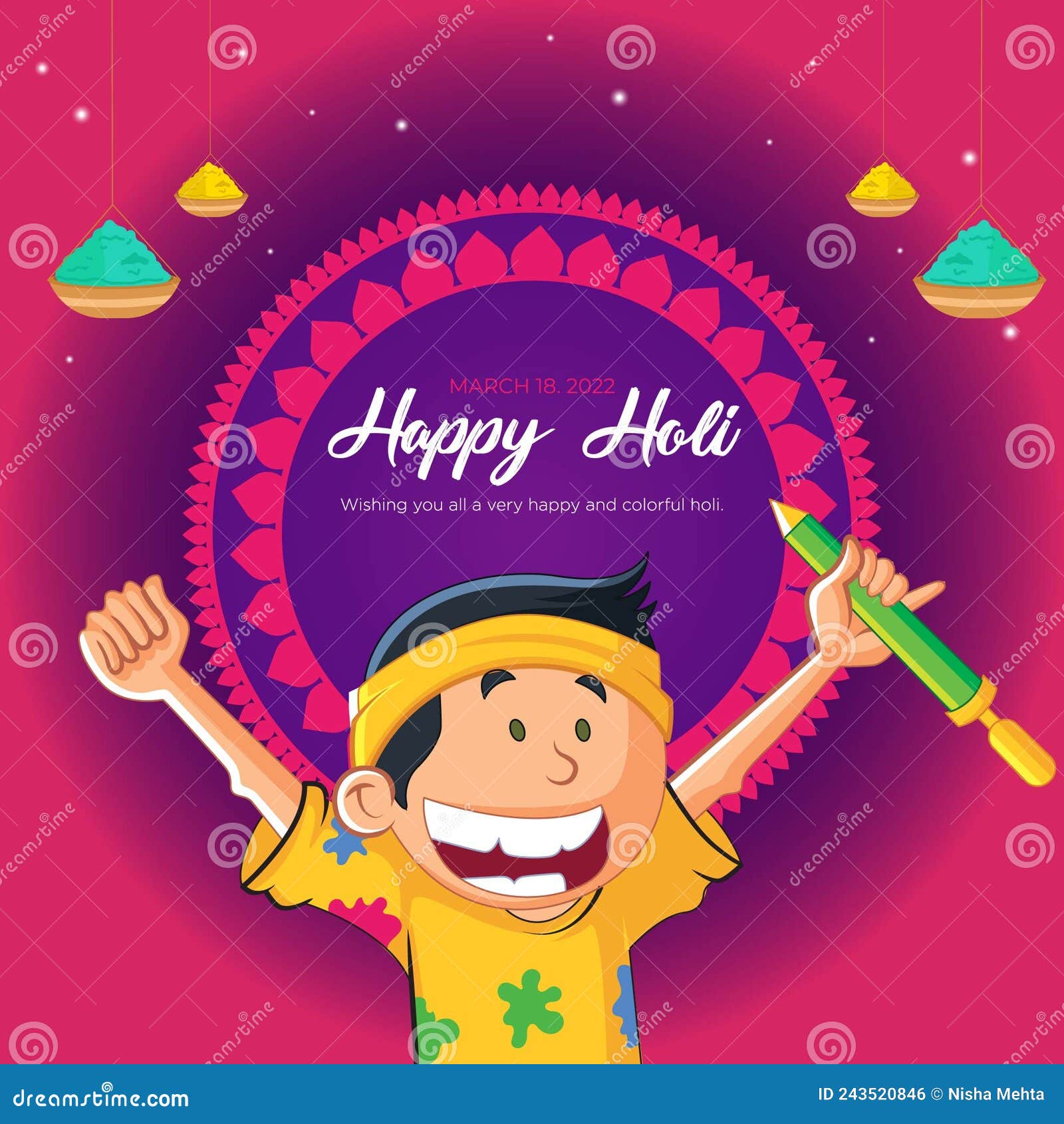 Happy Holi banner design stock vector. Illustration of festival - 243520846