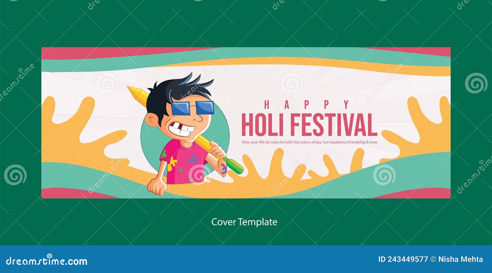 Happy Holi Cover Page Design Stock Vector - Illustration of design ...