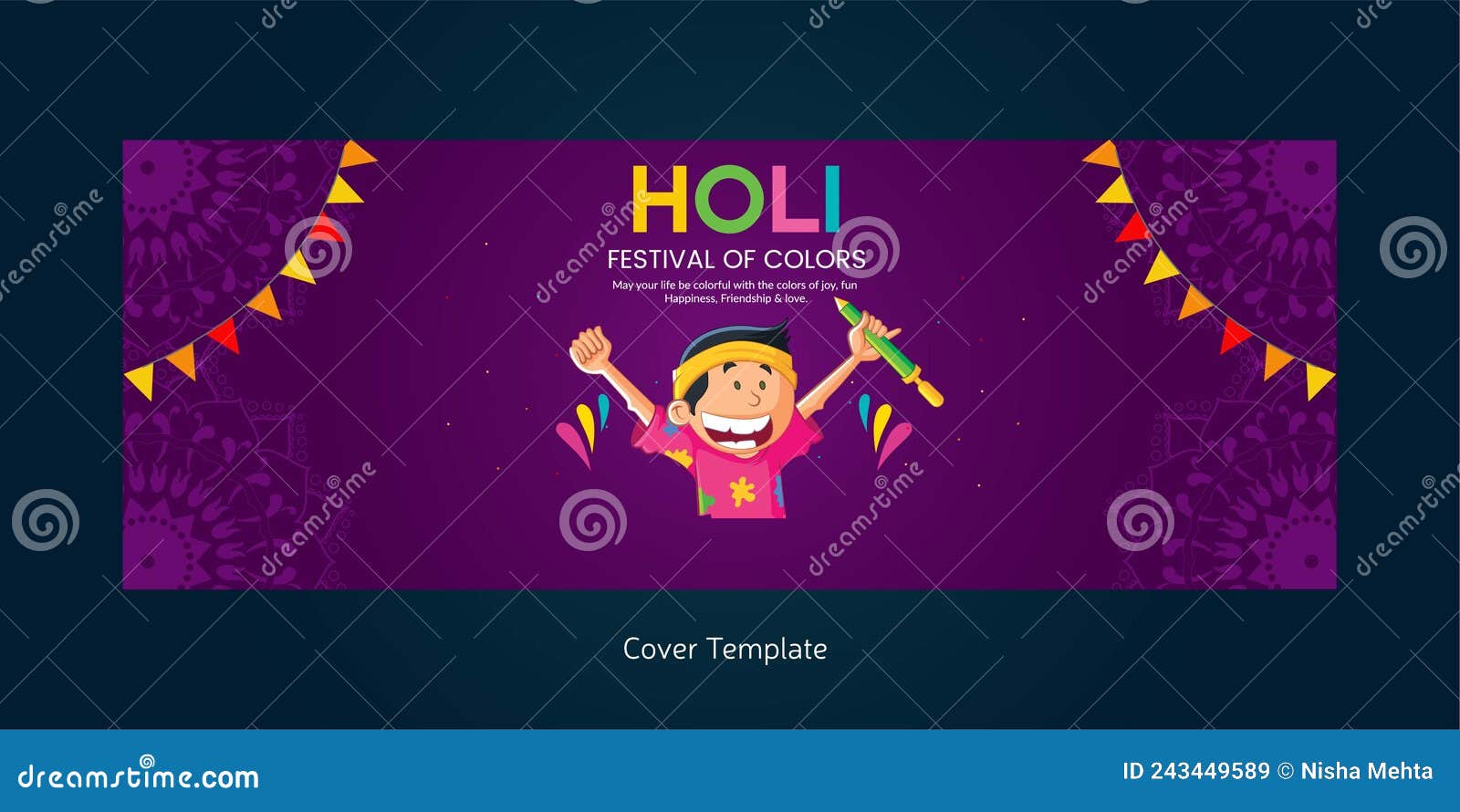 Happy Holi Cover Page Design Stock Vector - Illustration of excitement ...