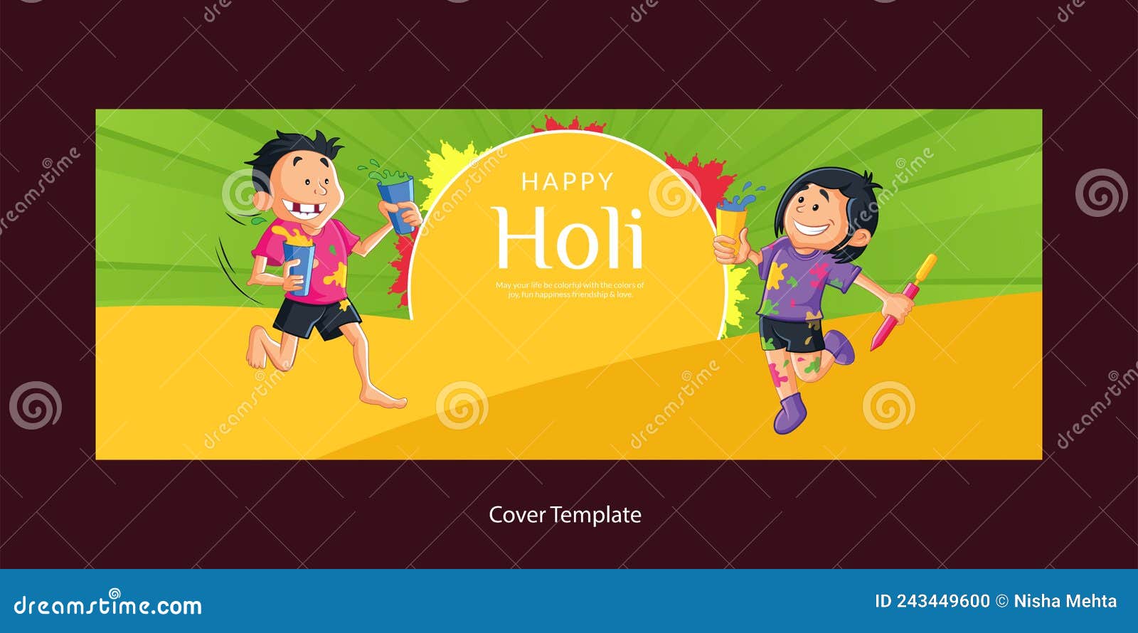 Happy Holi Cover Page Design Stock Vector - Illustration of holiday ...