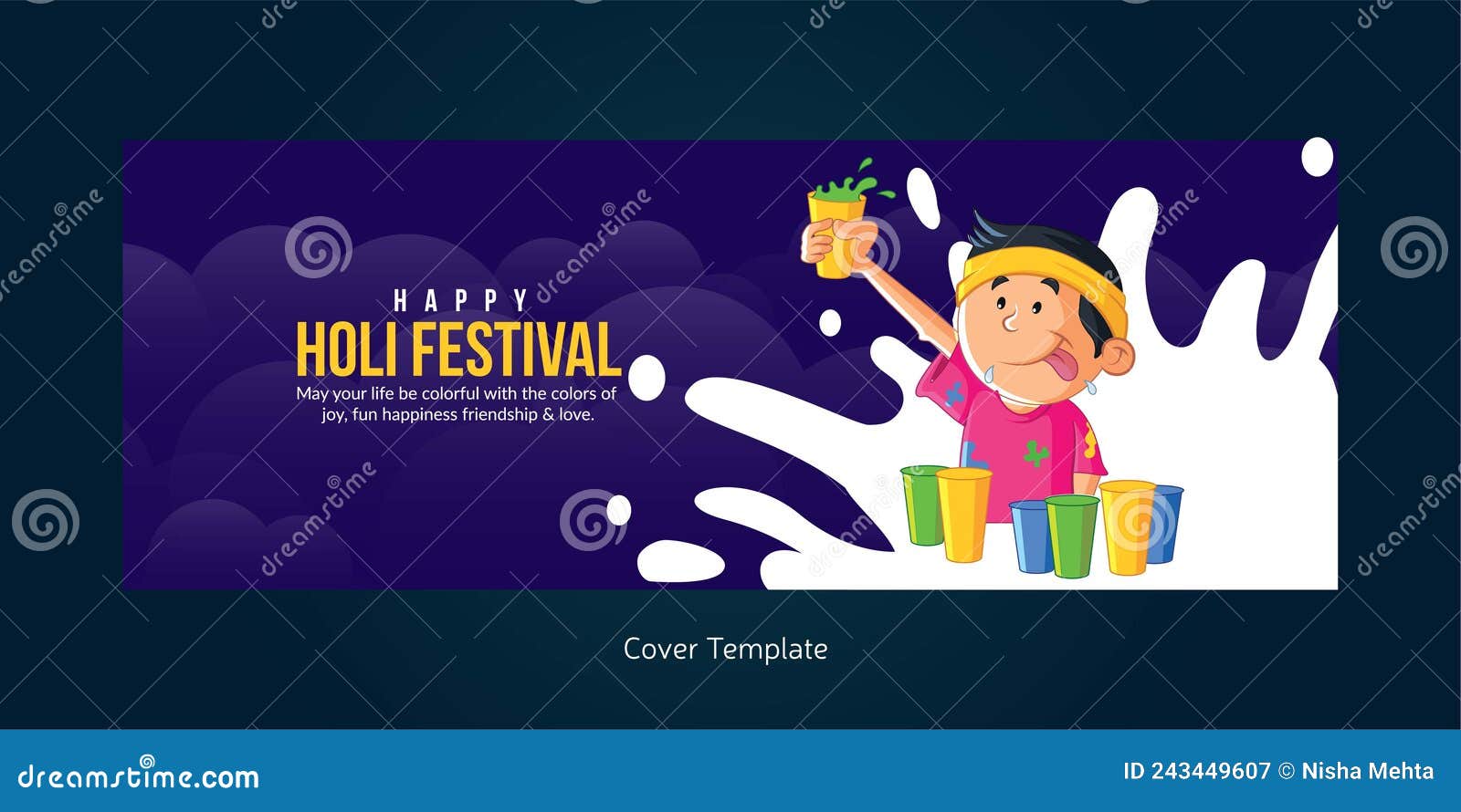 Happy Holi Cover Page Design Stock Vector - Illustration of culture ...