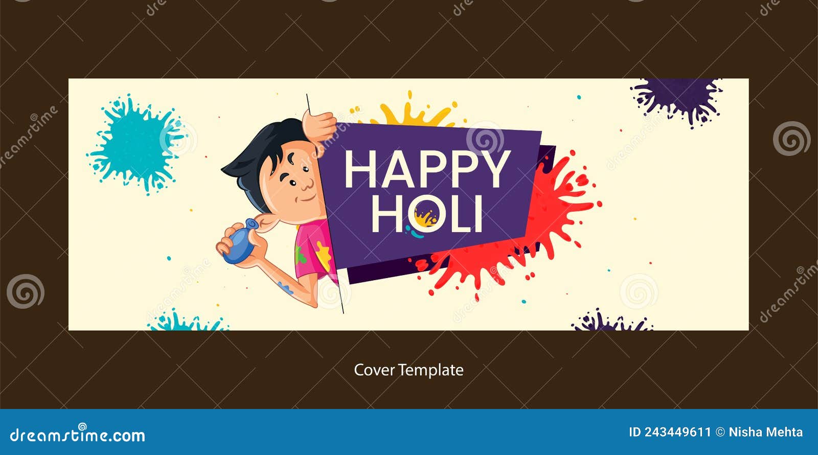 Happy Holi Cover Page Design Stock Vector - Illustration of cartoon ...
