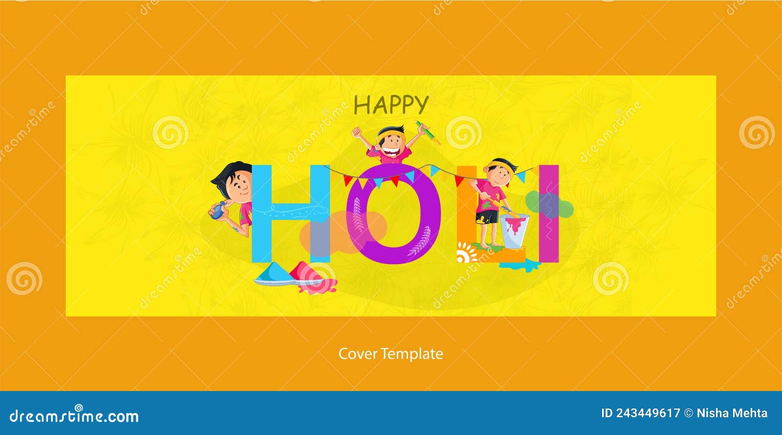 Happy Holi Cover Page Design Stock Vector - Illustration of pichkari ...