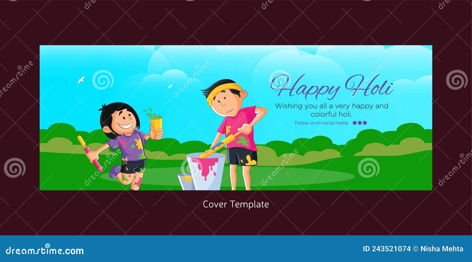 Happy Holi Cover Page Design Stock Vector - Illustration of page ...
