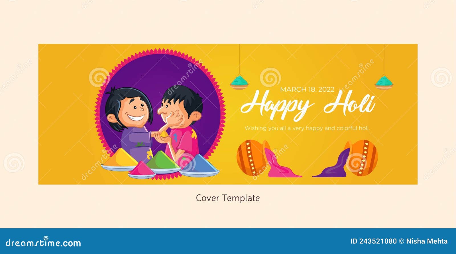 Happy Holi Cover Page Design Stock Vector - Illustration of happiness ...