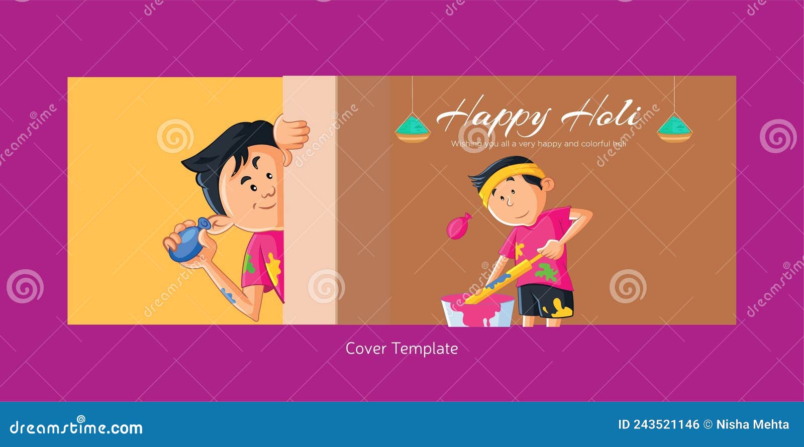 Happy Holi Cover Page Design Stock Vector - Illustration of colours ...
