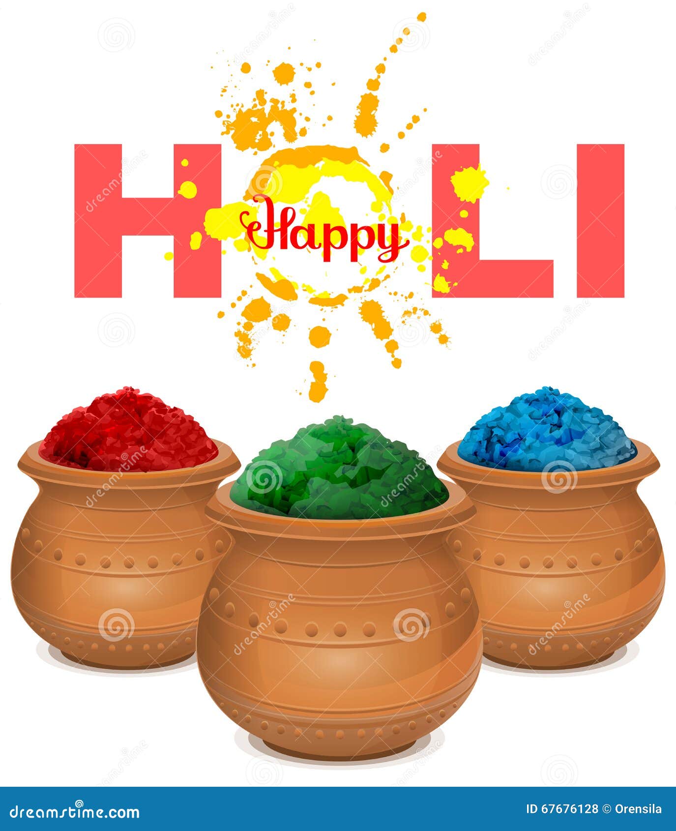 Happy holi. Holi paint pot stock vector. Illustration of culture - 67676128