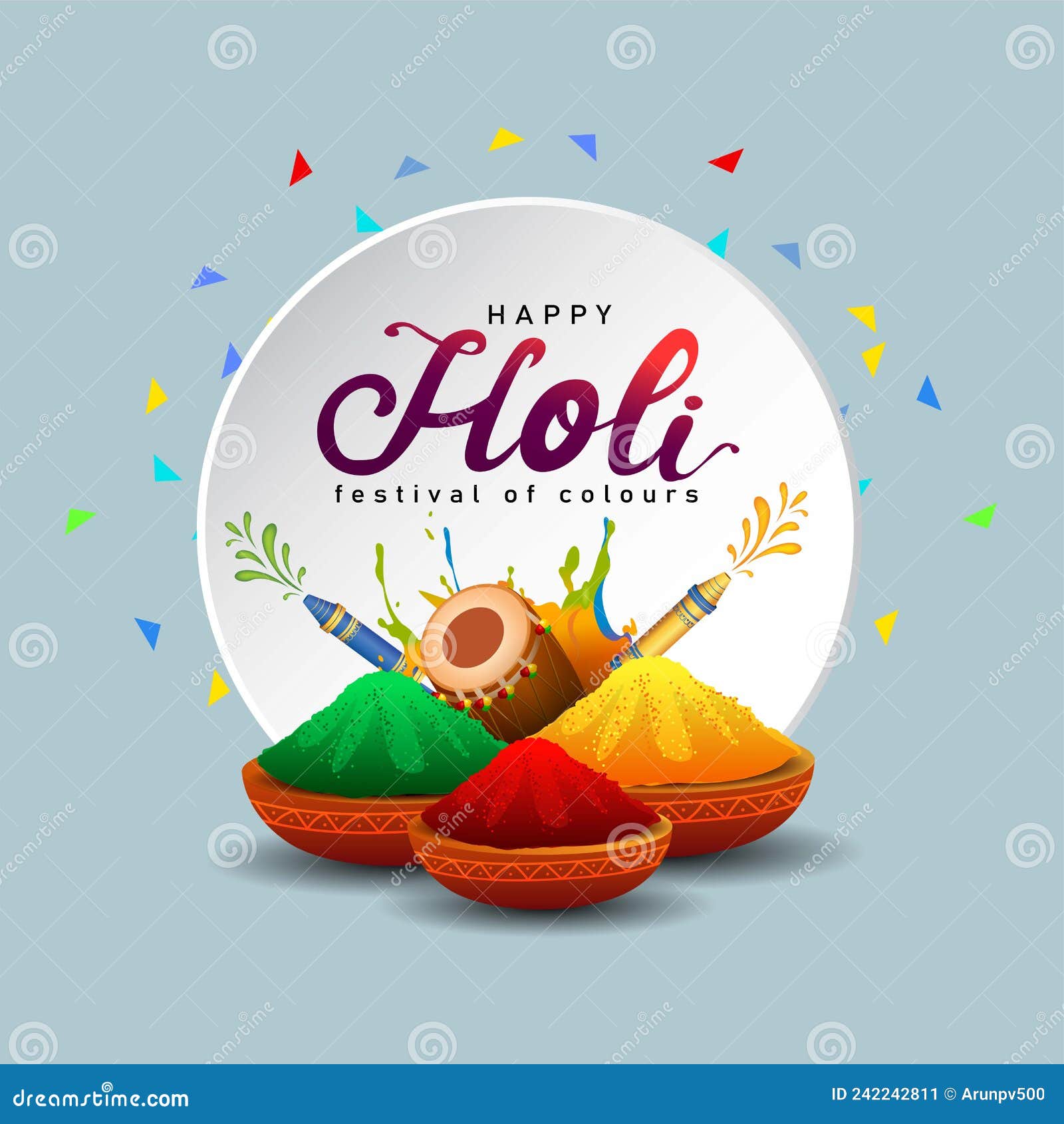 Happy Holi, Poster, Banner, Template. Stylish Letter with Holi Elements ...
