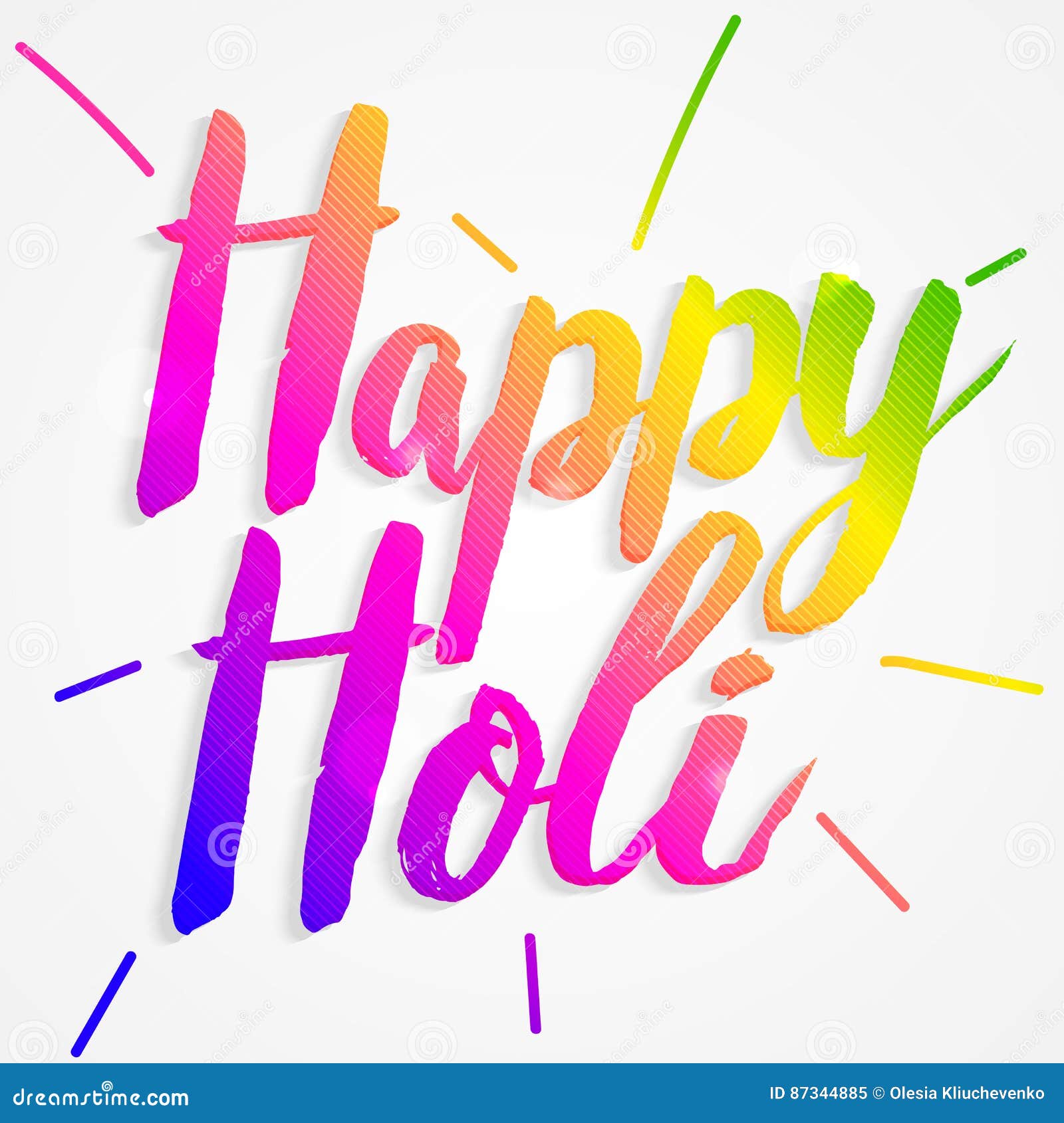 Happy Holi Typography Composition Isolated on White Background. Stock ...
