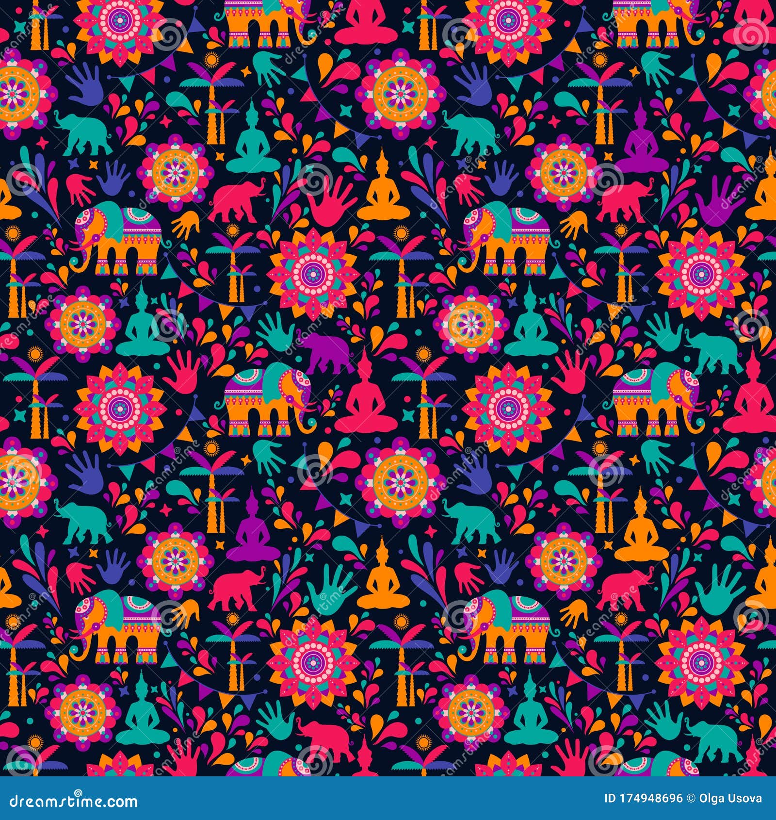 Happy Holi Vector Elements Seamless Pattern Design , Happy Holi Design ...