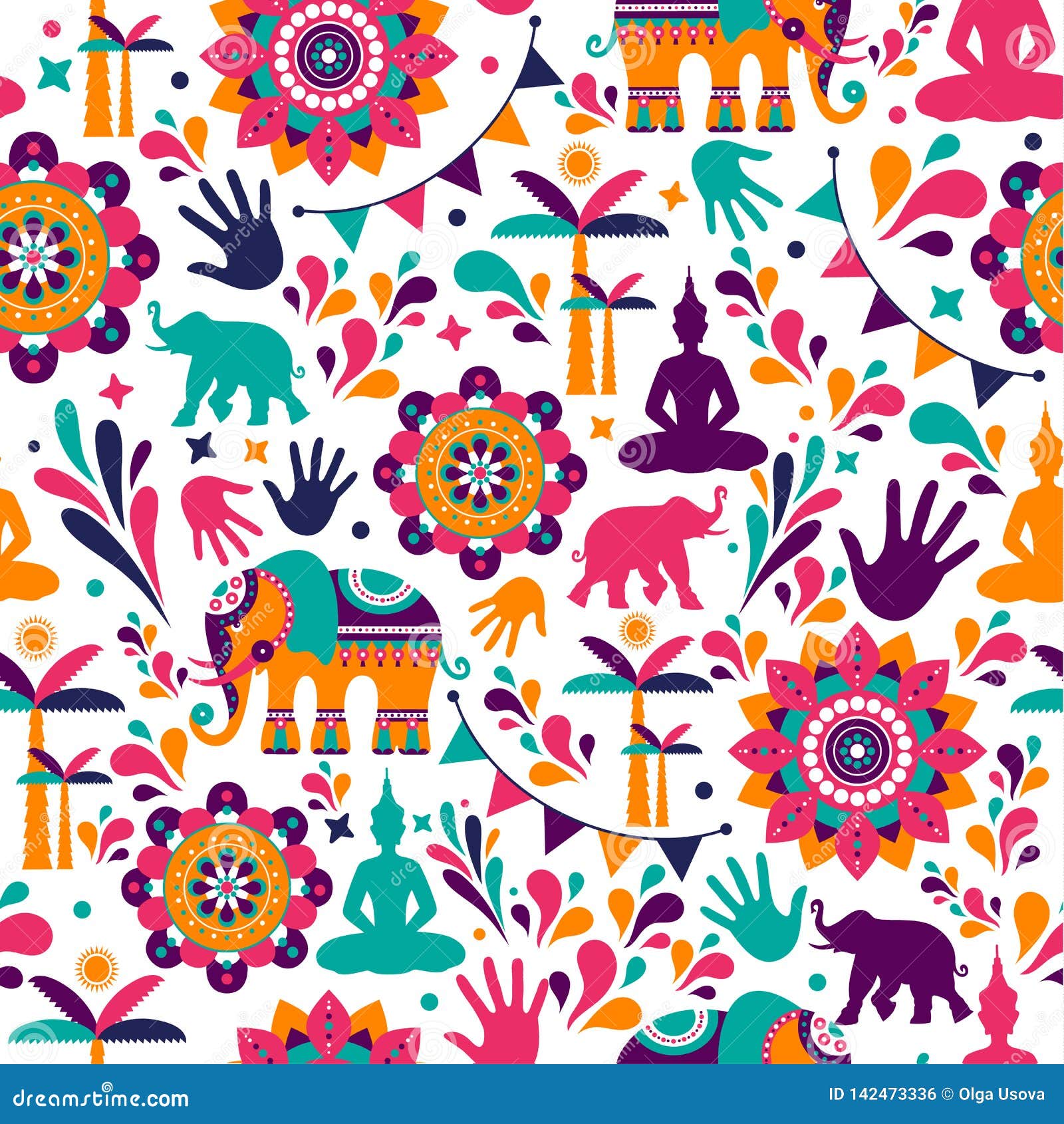 Happy Holi Vector Elements Seamless Pattern Design , Happy Holi Design ...