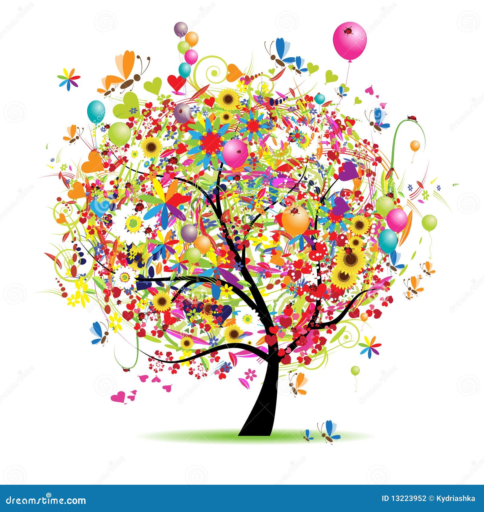 Happy Holiday, Funny Tree with Baloons Stock Vector - Illustration of ...