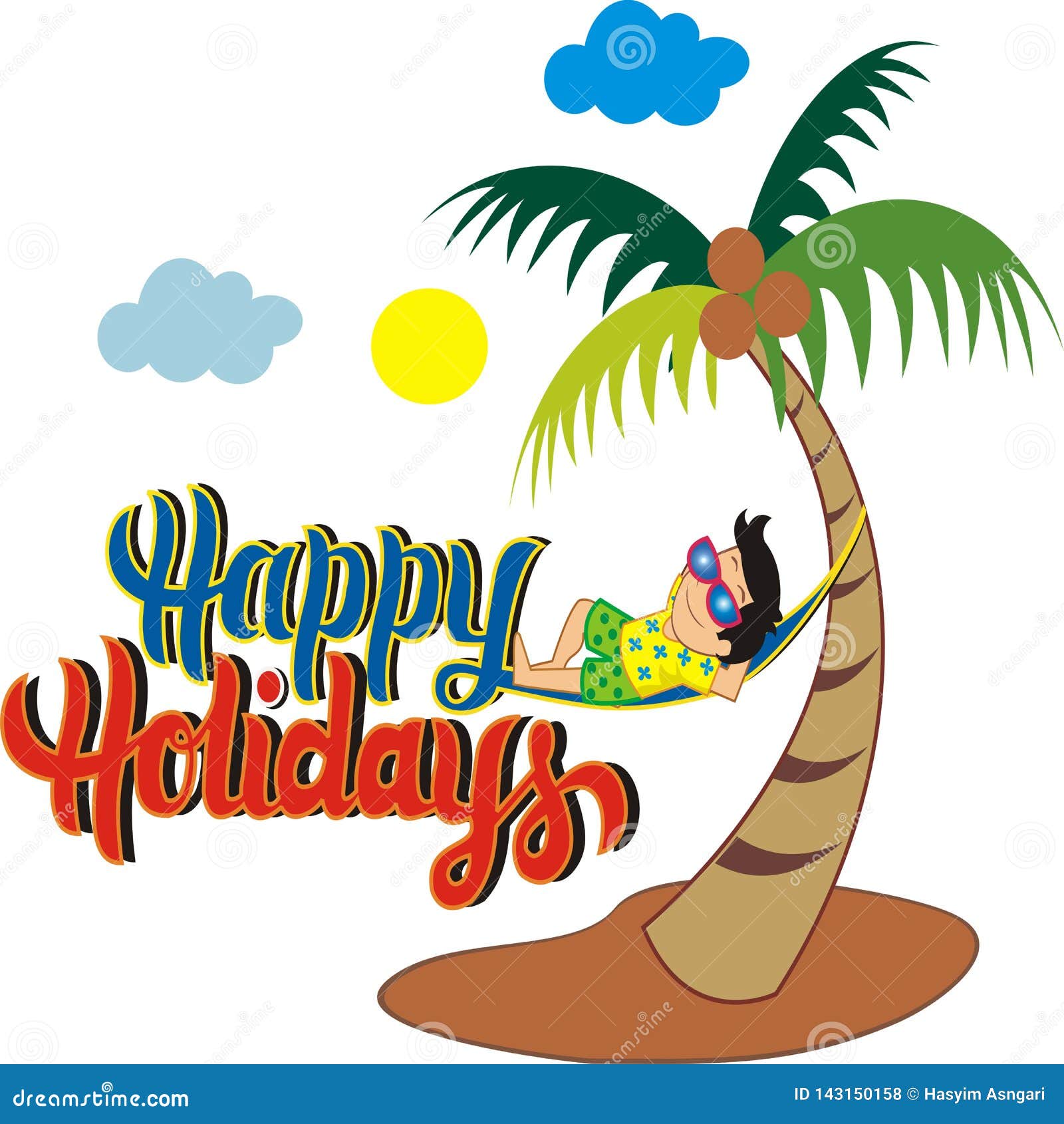 Happy Holiday Sleeping on the Beach Stock Illustration - Illustration ...