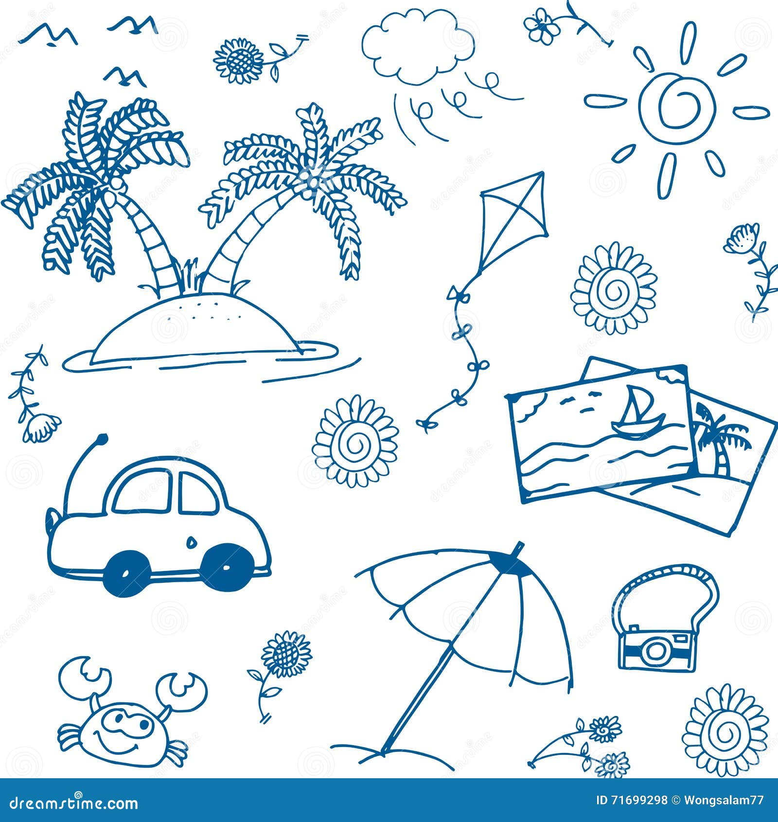 Happy Holiday Summer Doodle Stock Vector - Illustration of nature, life ...