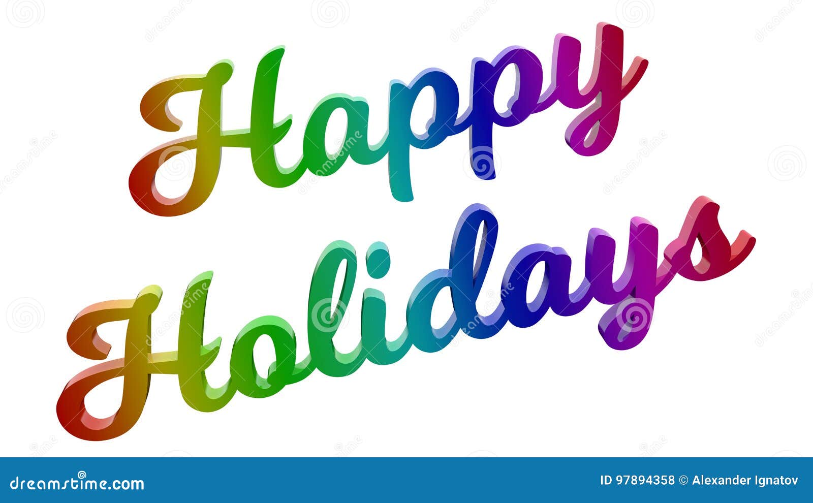 Happy Holidays Calligraphic 3D Rendered Text Illustration Colored with ...