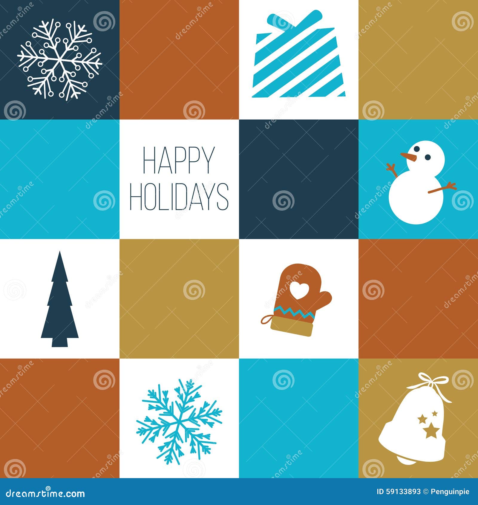 Happy Holidays Card / Holiday Icons Stock Vector - Illustration of ...