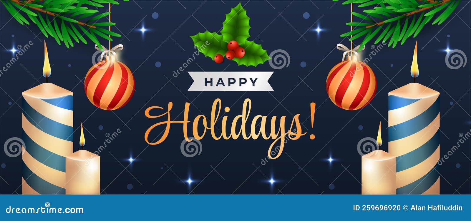 Happy Holidays Horizontal Banner Template Vector Design Stock Vector ...