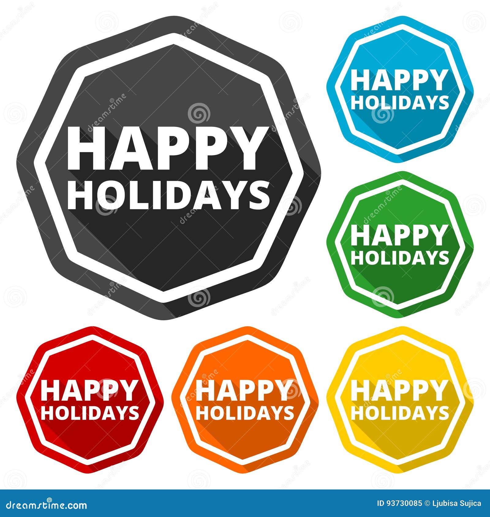 Happy Holidays Icons Set with Long Shadow Stock Vector - Illustration ...