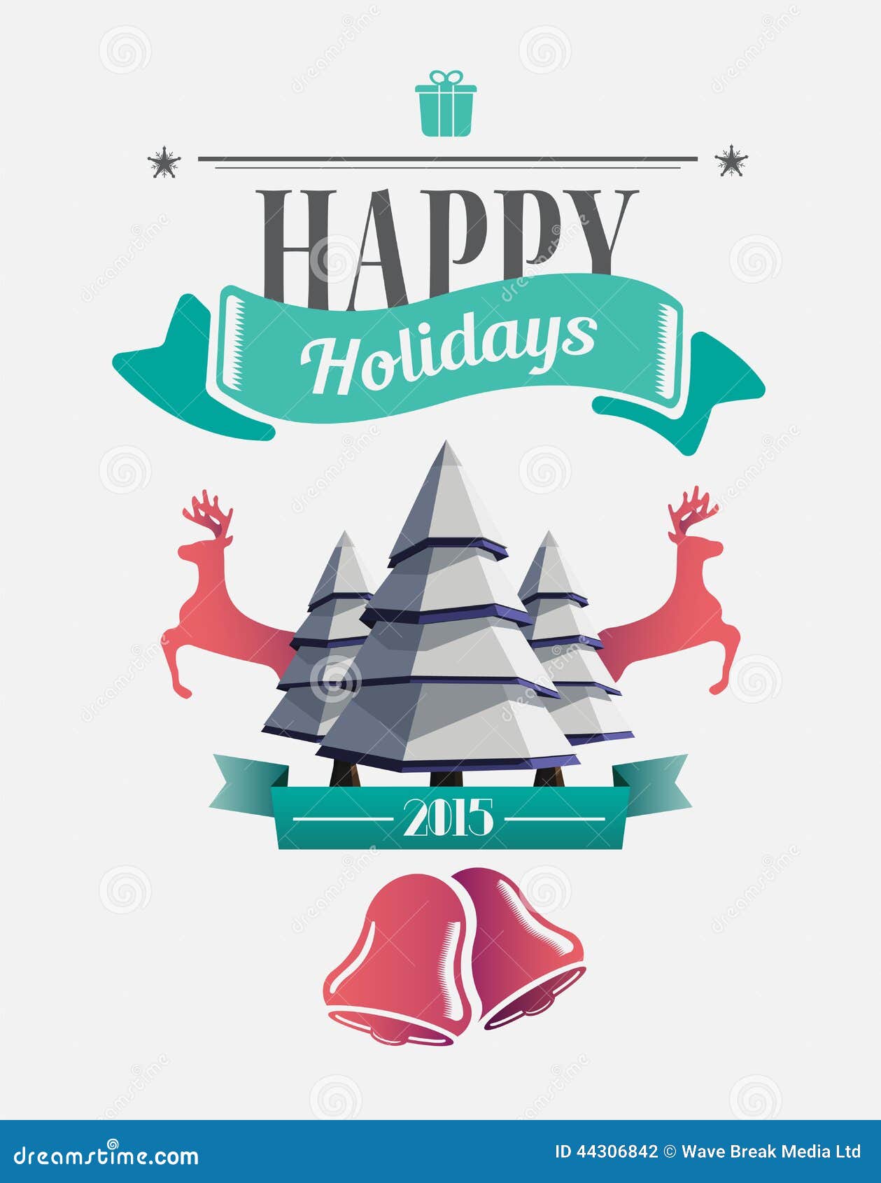 Happy Holidays Message with Illustrations Stock Vector - Illustration ...