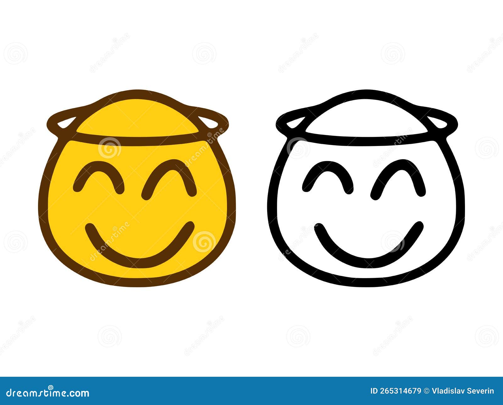 Happy Holy Emoticon in Doodle Style Stock Vector - Illustration of line ...