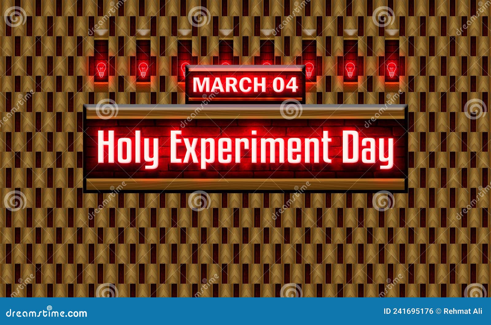 04 March, Holy Experiment Day, Neon Text Effect on Bricks Background ...