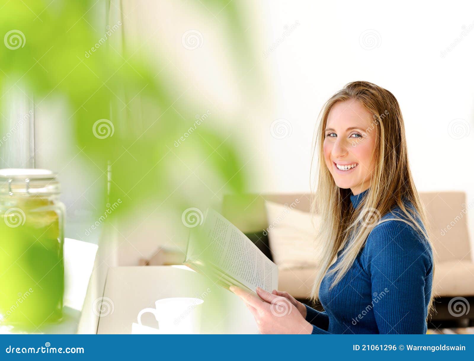 Happy at home stock photo. Image of alone, blonde, caucasian - 21061296