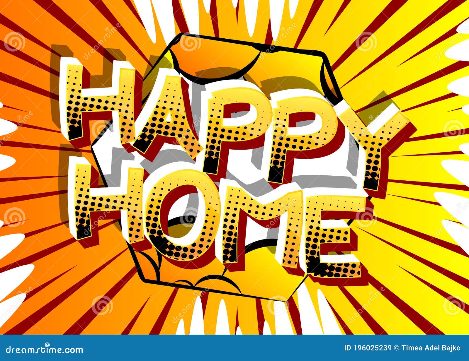 Happy Home Comic Book Style Cartoon Words Stock Vector - Illustration ...