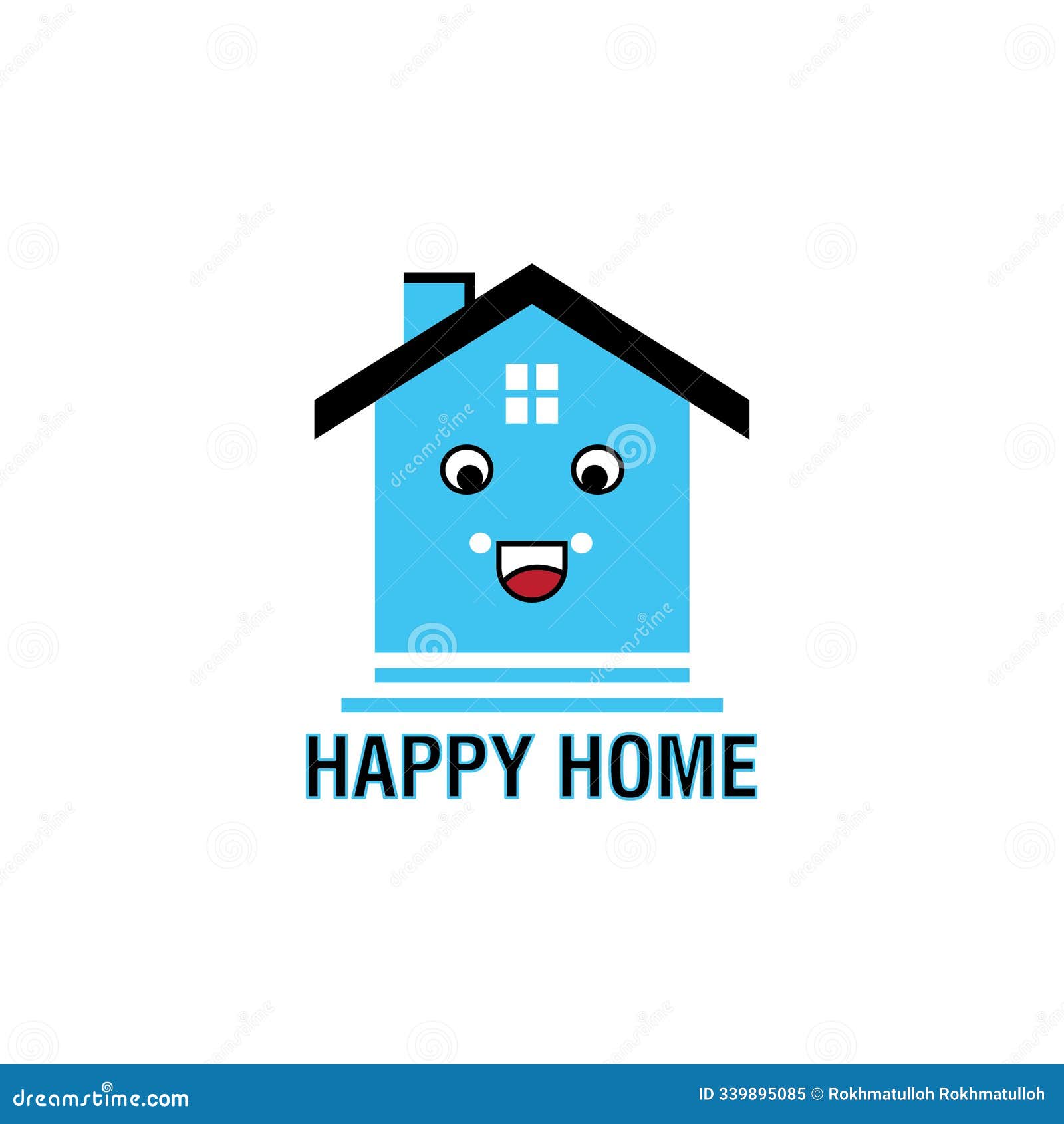 Happy Home Icon Design Template Cute Face Illustration Vector Color ...