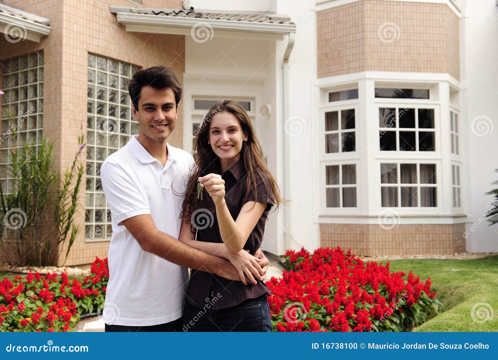 Happy Homeowners Infront of New House Stock Photo - Image of adult ...