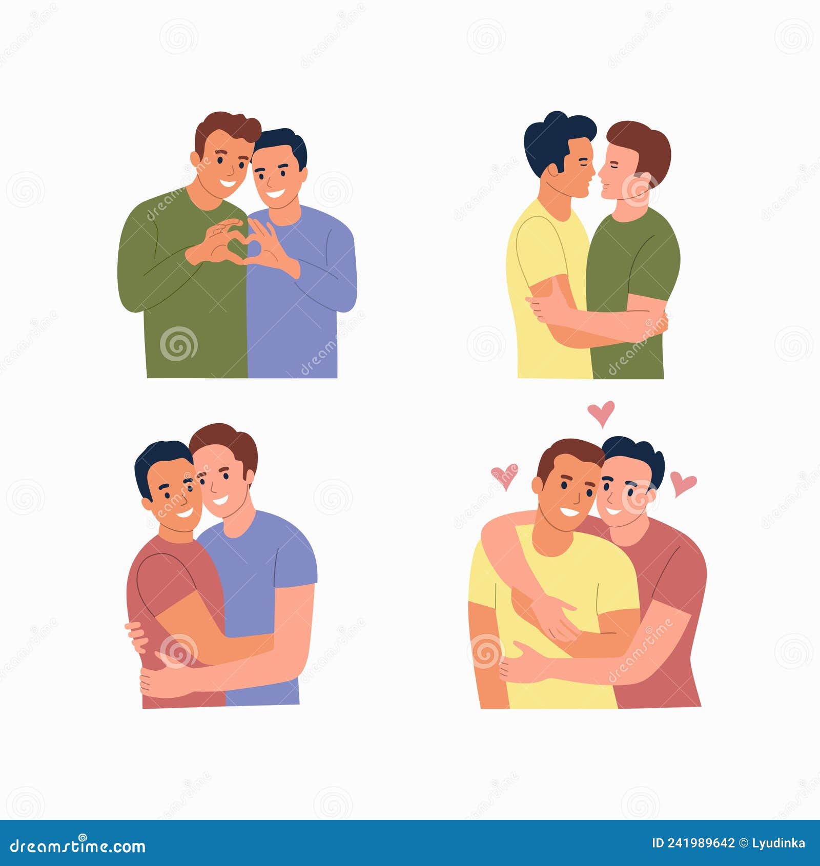 Happy Homosexual Men Couples. Vector Illustration Stock Vector ...