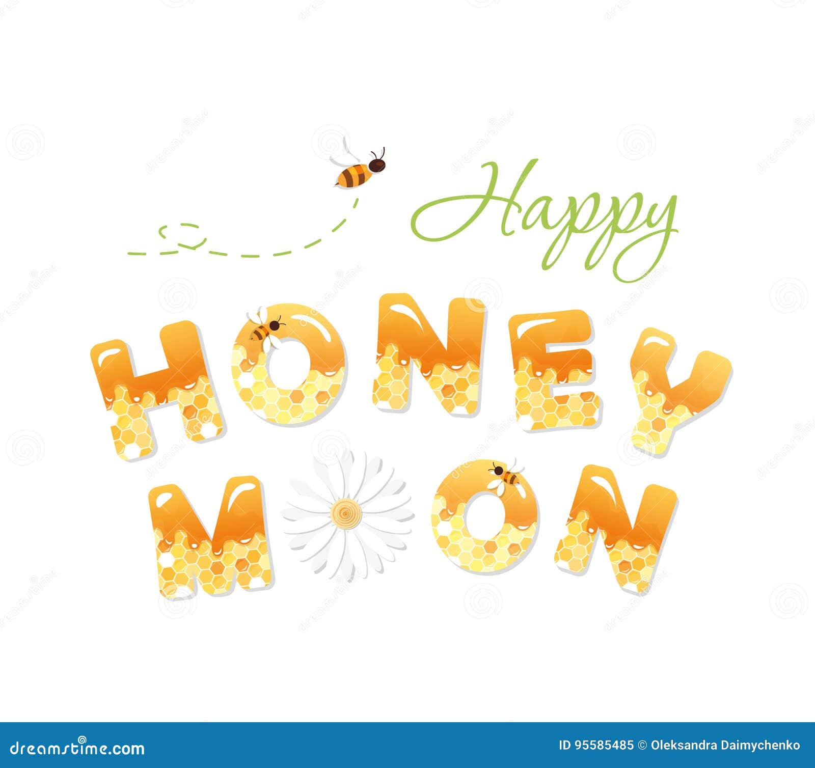 Happy Honeymoon Letters. Pattern with Honeycomb is Full Under Clipping ...