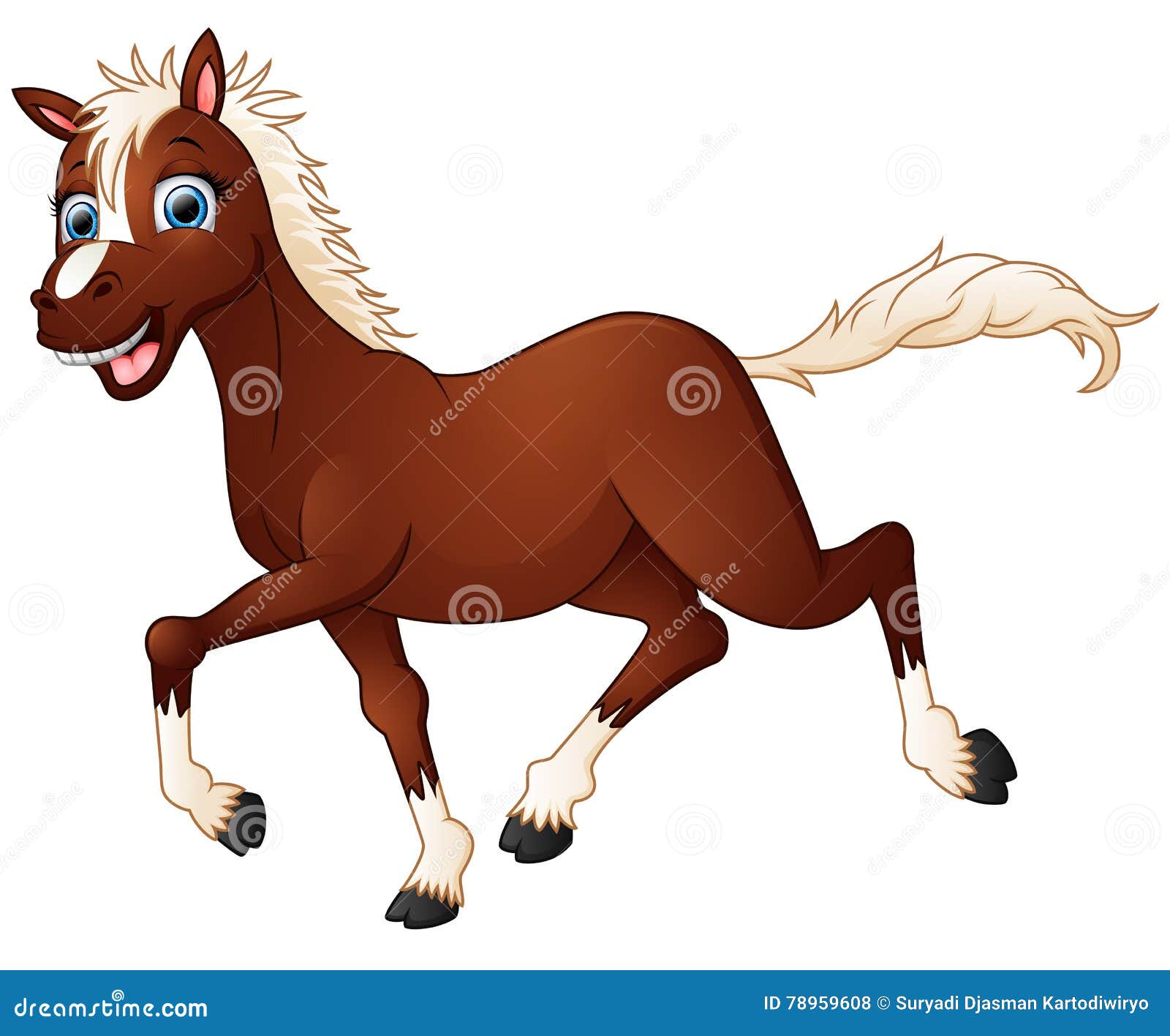 Happy horse cartoon stock vector. Illustration of hooves - 78959608
