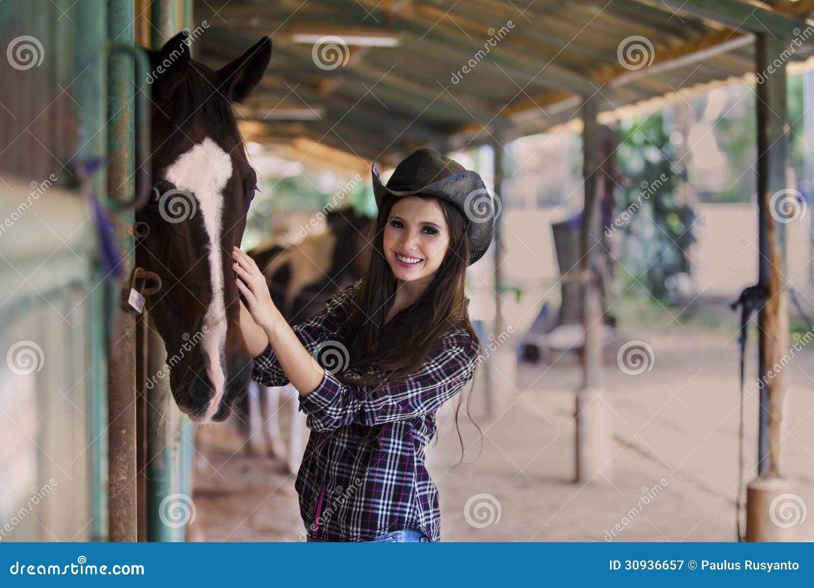 Happy horse rider at ranch stock image. Image of holding - 30936657