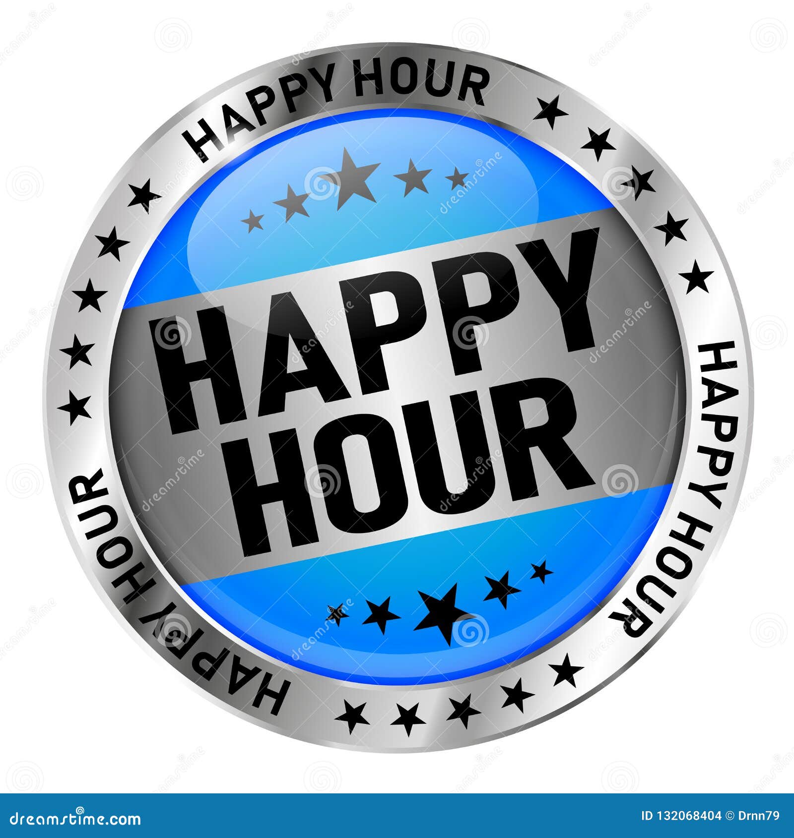 Happy Hour Blue Speech Bubble in Comic Style Illustration Stock ...