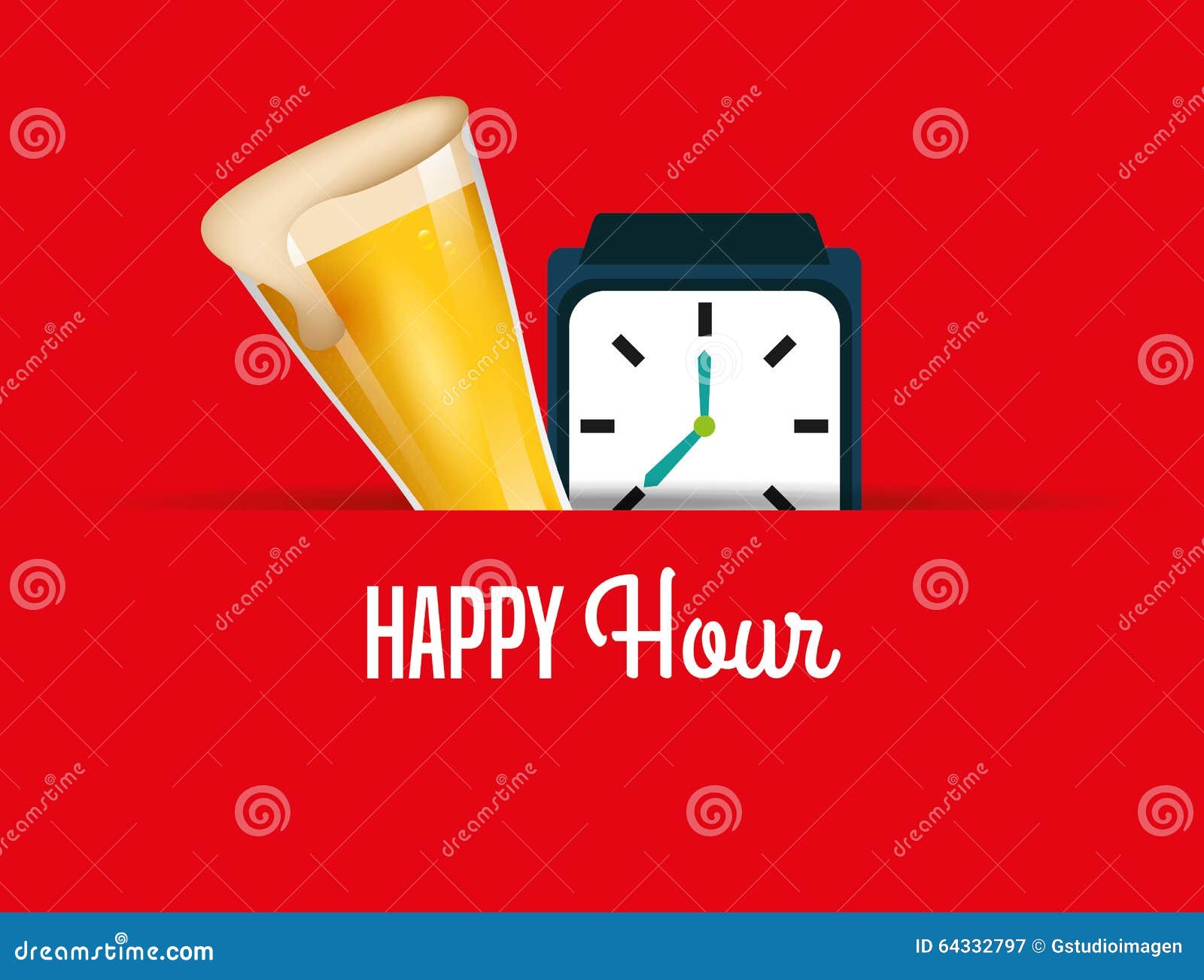 Happy hour design stock illustration. Illustration of party - 64332797