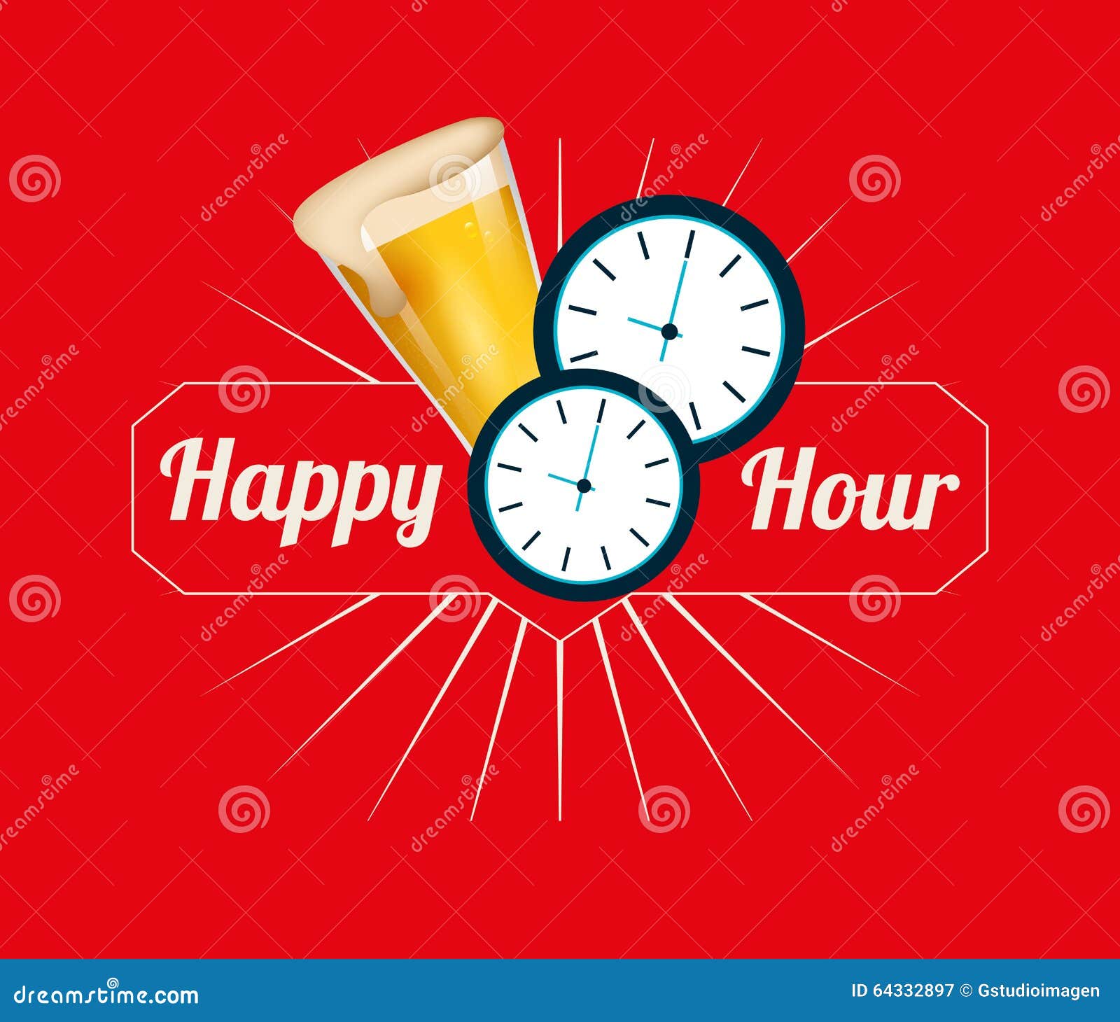 Happy hour design stock illustration. Illustration of business - 64332897