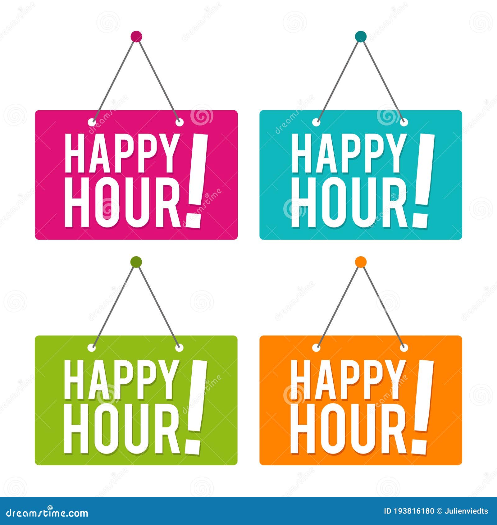 Happy Hour Hanging Door Sign. Eps10 Vector Stock Illustration ...