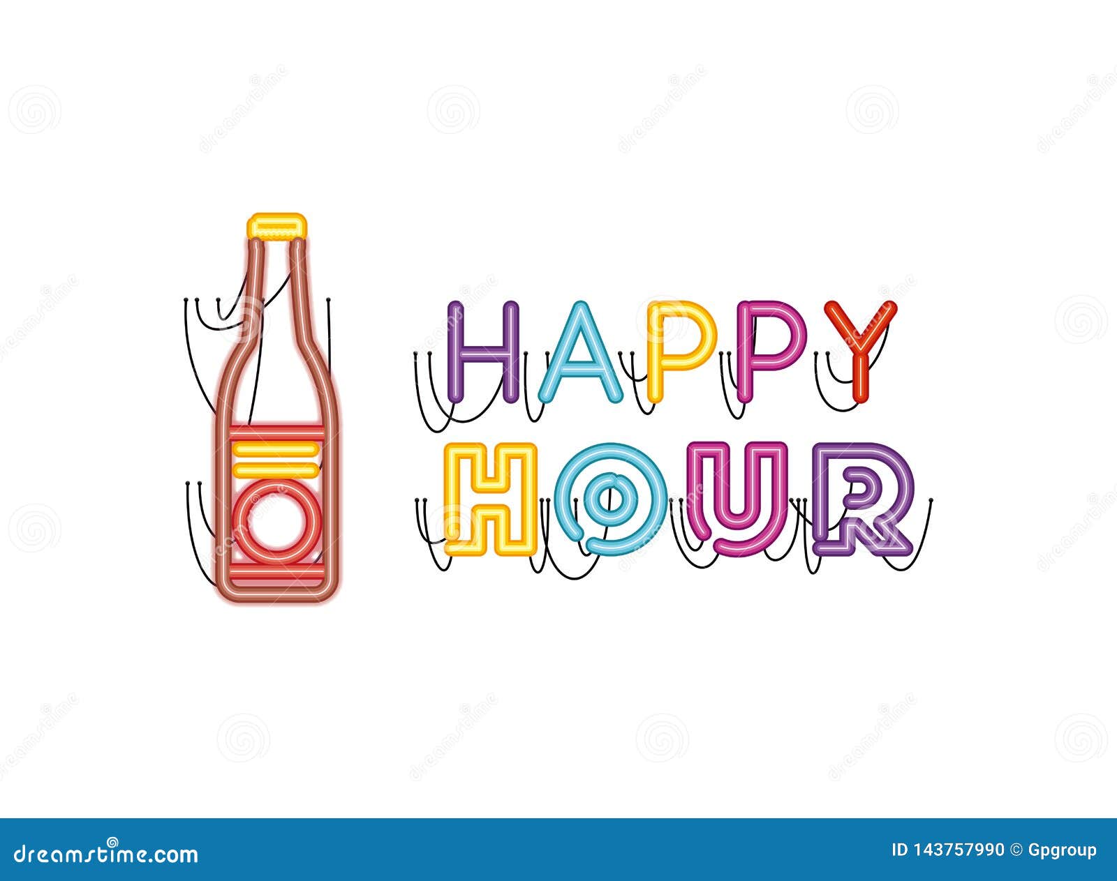 Happy Hour Label in Neon Light Icon Stock Vector - Illustration of ... Happy Hour Label in Neon Light Icon Stock Vector - Illustration of ...