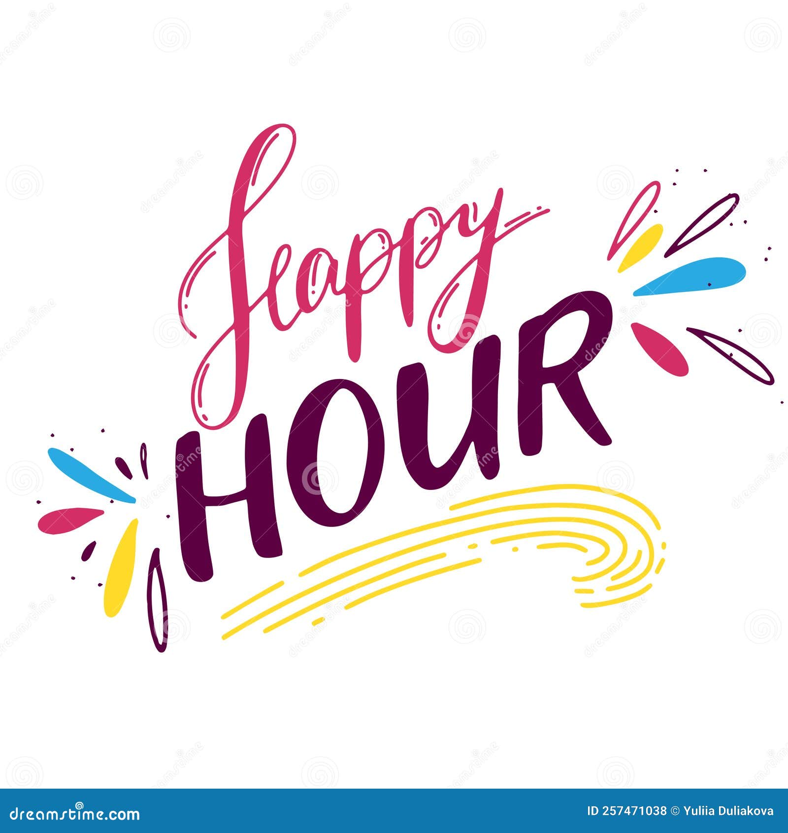 Happy hour. Lettering stock illustration. Illustration of marketing ...