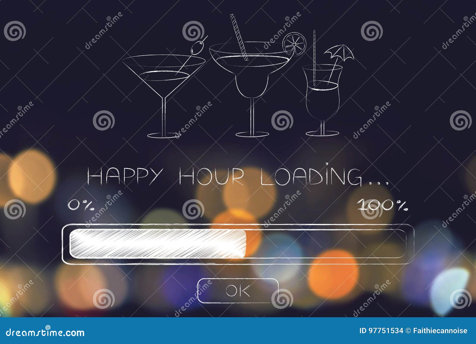 Happy Hour Loading with Progress Bar Stock Illustration - Illustration ...
