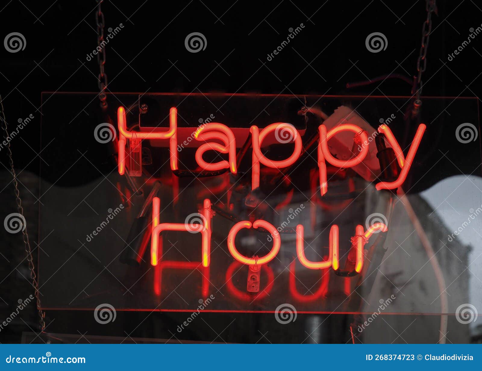 Happy hour neon light stock image. Image of hour, symbol - 268374723